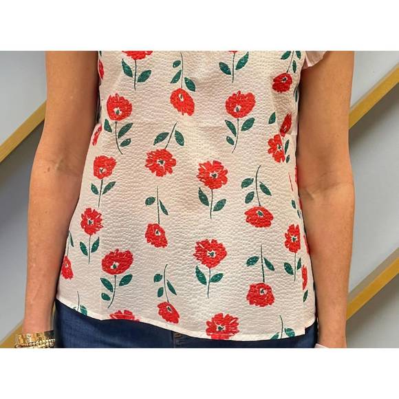 THML | Tops | New Thml Smocked Neck Flower Top In White | Poshmark